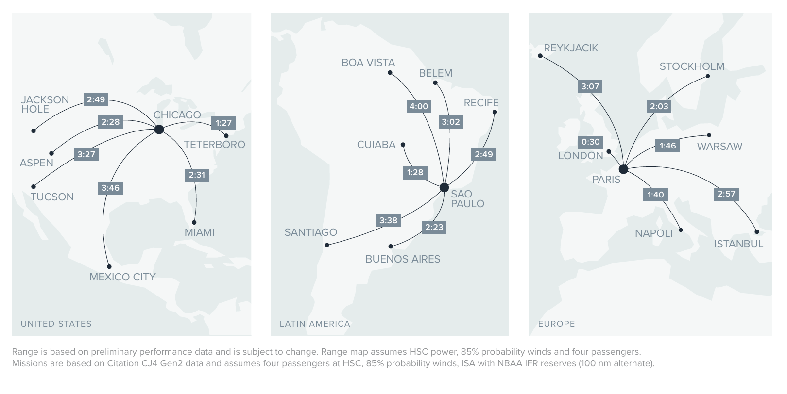 Textron Aviation's Cessna Cessna Citation CJ4 range, specifications ...