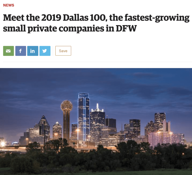JetSuite named to The Dallas Business Journal 100 fastest growing list